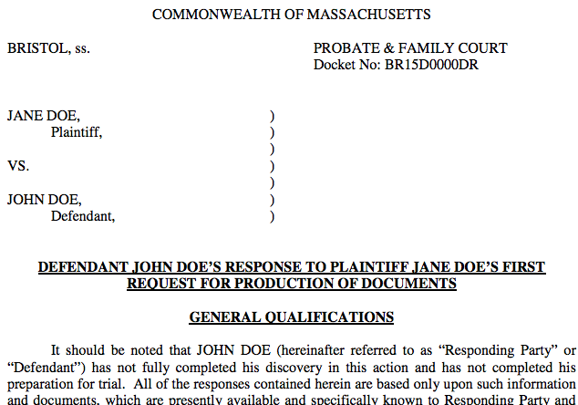 Discovery in Massachusetts Divorce | Document Templates